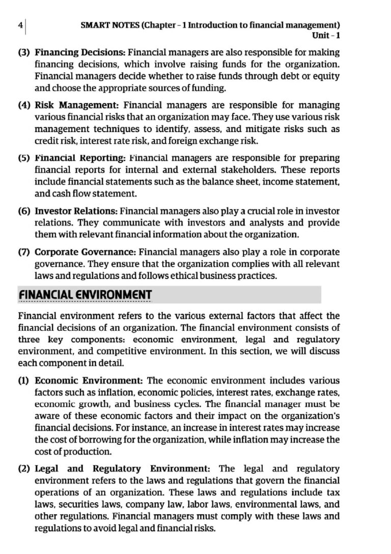 Financial Management Unit - 1 - GGSIPU Study Material