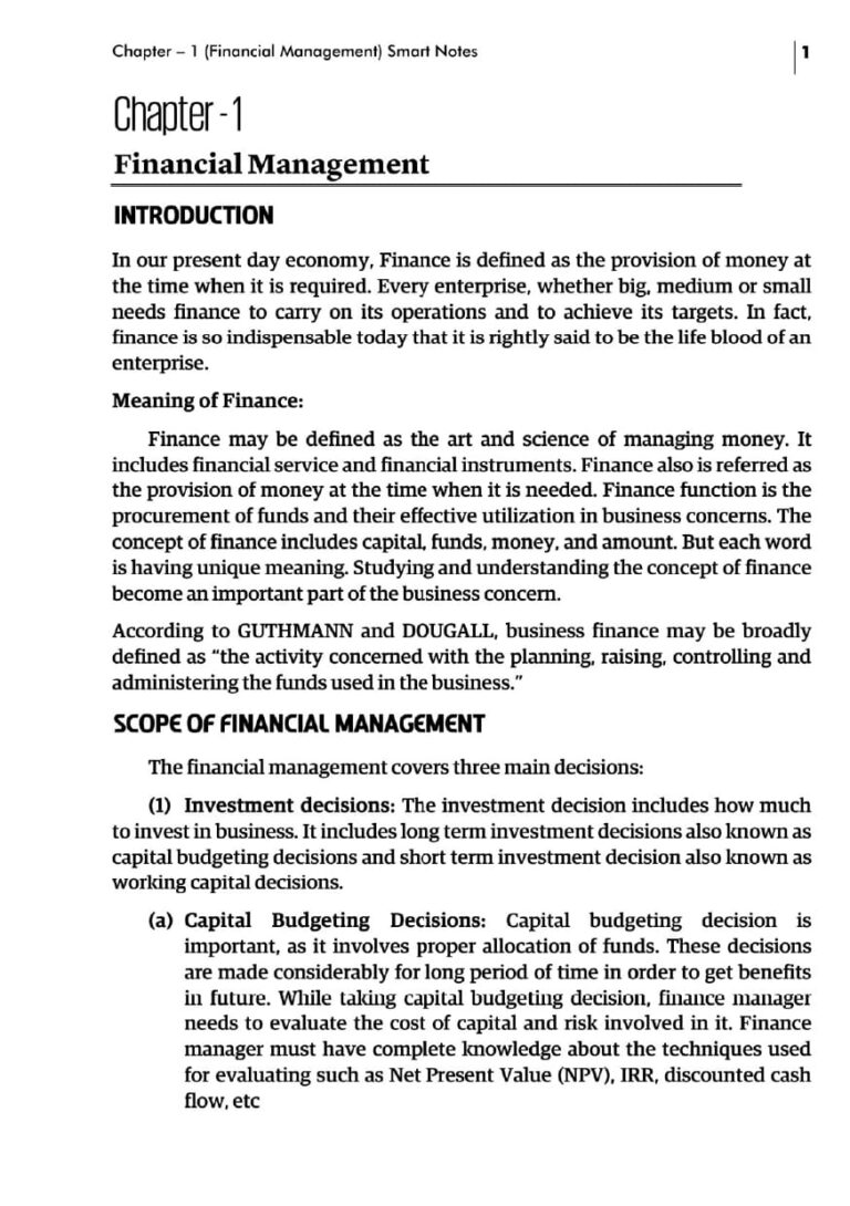 Financial Management BBA 204 - FM Notes IP University